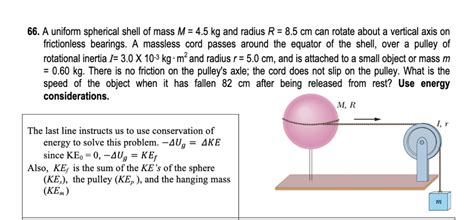 solved 66 a uniform spherical shell of mass m 4 5 kg and