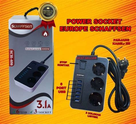 Promo Socket Listrik Terminal 4 Lubang 3 Usb 2a Charging Station Diskon