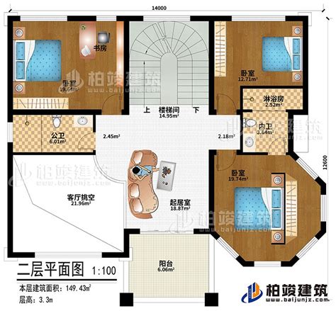 三层复式挑空客厅别墅设计图 欧式风格BZ3683 简欧风格设计图 柏竣建筑