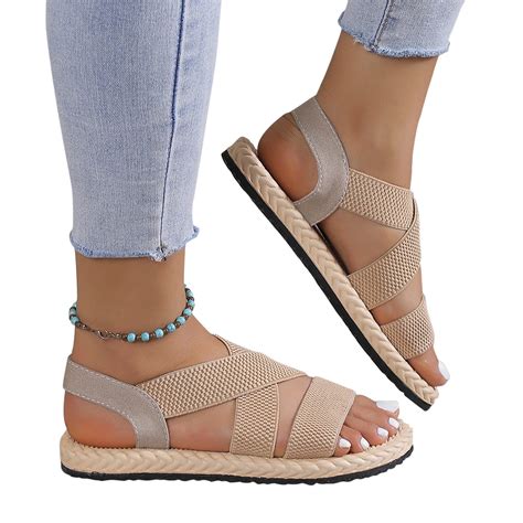 Jacenvly 2024 New Strap Grass Woven Hemp Rope Flat Bottomed Roman Shoes