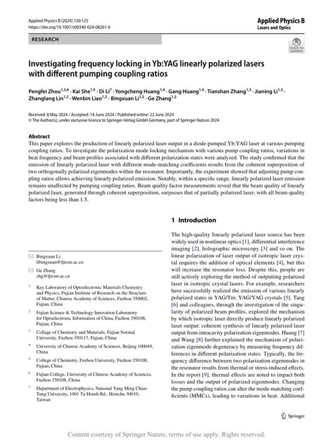 investigating frequency locking in yb yag linearly polarized lasers