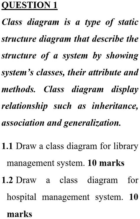 Solved Question Class Diagram Is Type F Static Structure Diagram That Describe The Structure