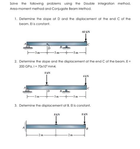 solve the following problems using the double integration method area mo