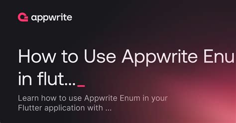 How To Use Appwrite Enum In Flutter Threads Appwrite
