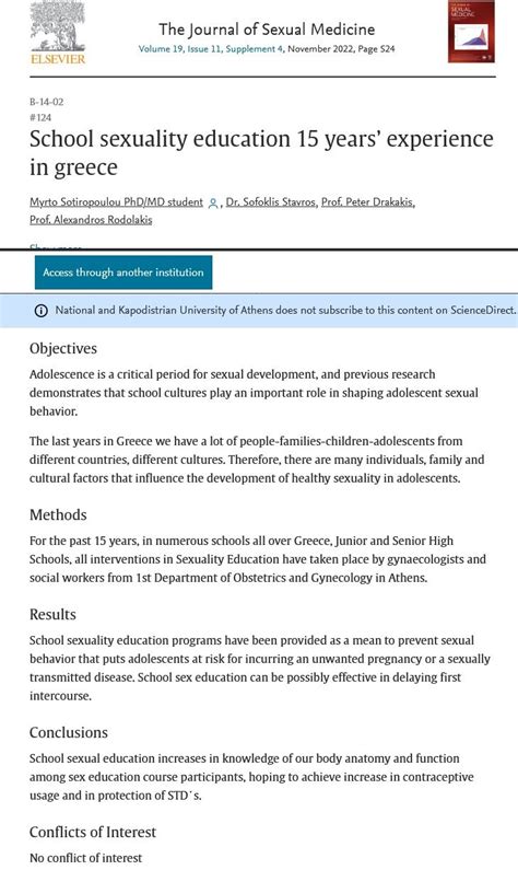 Pdf School Sexuality Education 15 Years Experience In Greece
