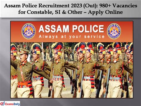 Assam Police Recruitment 2023 Out 980 Vacancies For Constable Si