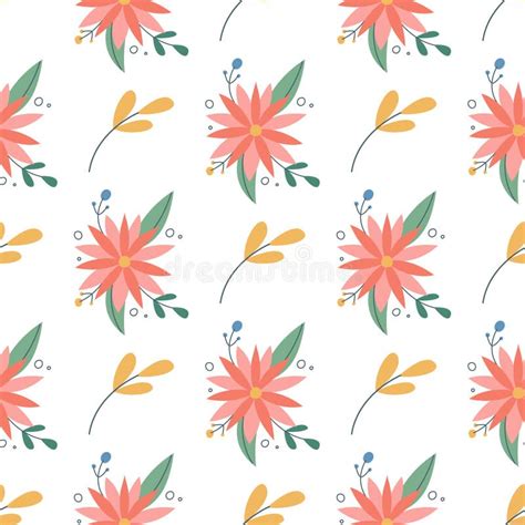 Beautiful Cute Pink Flower With Decorative Plant Elements On A White