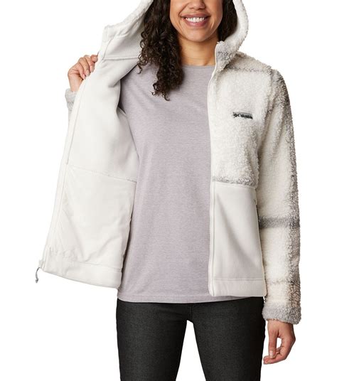 Womens Winter Pass Sherpa Hooded Full Zip Jacket Sea Salt Super Mega