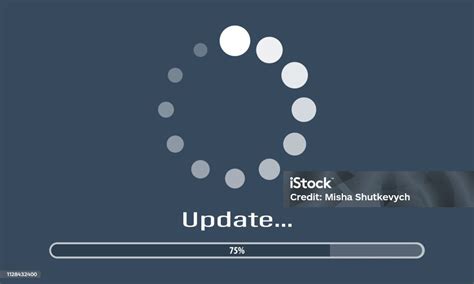 업데이트 시스템 아이콘 벡터입니다 현대 평면 디자인 벡터 그림 그래픽 및 웹 디자인에 대 한 응용 프로그램 업그레이드 진행 아이콘의 개념 로드 프로세스 0명에 대한 스톡