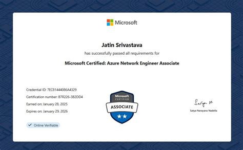 Just Earned My Microsoft Certified Azure Network Engineer Associate Jatin Srivastava