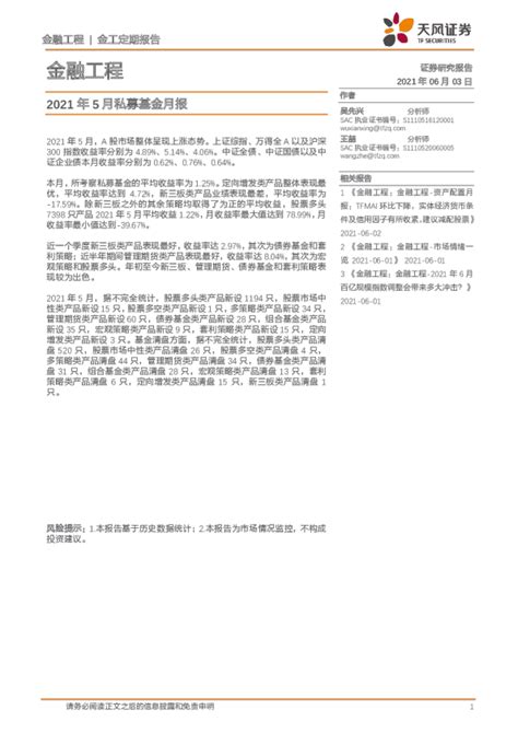 2021年5月私募基金月报