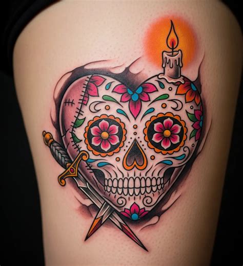 13 Day Of The Dead Tattoos Full Of Bold And Colorful Spirit