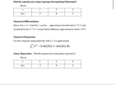 Solved Find The Equation Px Using Lagrange Interpolating