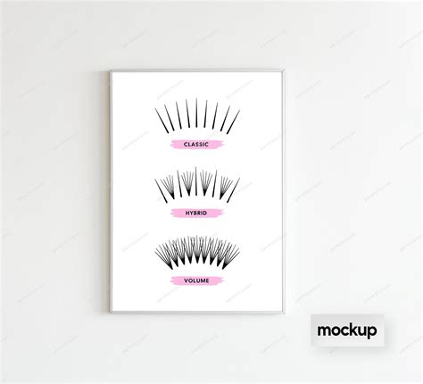 Classic Vs Hybrid Vs Volume Lash Extension Chart Digital Art Etsy