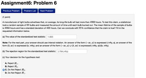Solved Assignment6 Problem 6 Previous Problem Problem List