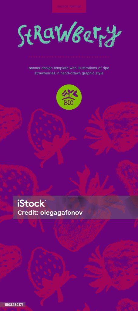 Desain Label Template Dengan Ilustrasi Vektor Stroberi Matang Yang