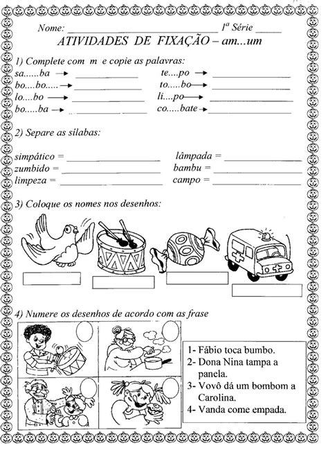 ATIVIDADES EMPREGO DO M FINAL AM EM IM OM UM CASOS DE