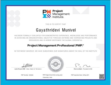 Gayathridevi Munivel Pmppmi Acp Csmsafe Popm On Linkedin Pmp