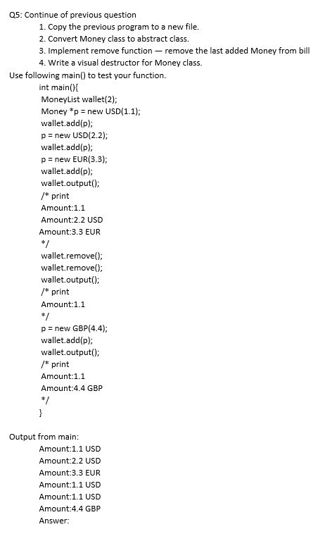 Solved Q1 Create A Class Named Money 1 Data Member