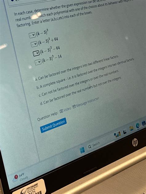 solved in each case determine whether the given expression