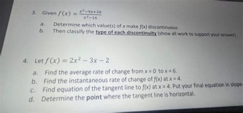 Solved 3 Given Fxx2−16x2−9x20 A Determine Which