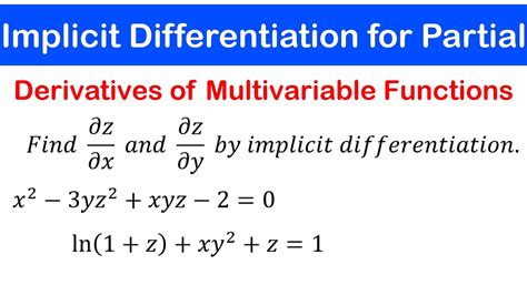 🟡08 implicit differentiation for partial derivatives of multivariable functions youtube