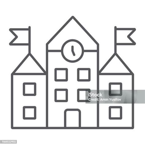學校建築細線圖示 教育和建築 大學標誌 向量圖形 白色背景上的線性圖案向量圖形及更多10號圖片 10號 互聯網 人 Istock