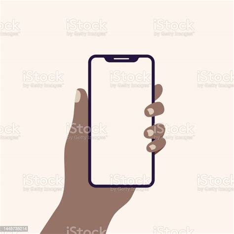 수평 위치에 있는 스마트폰을 들고 있는 손 빈 화면 벡터 일러스트 레이 션 평면 디자인 전화에 대한 스톡 벡터 아트 및 기타