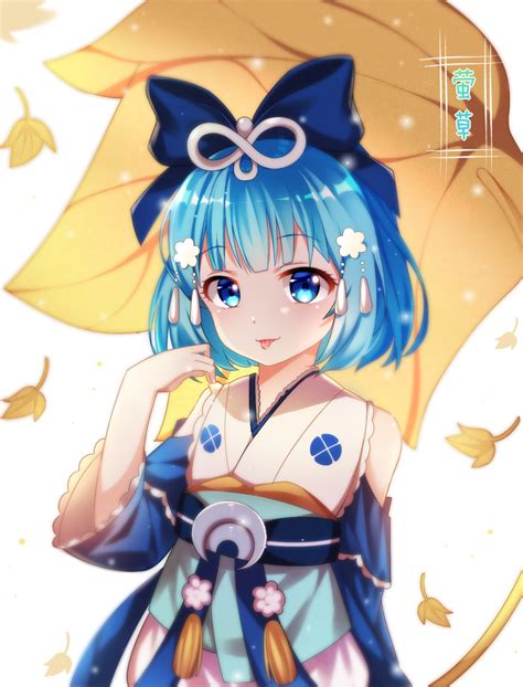 Safebooru 1girl Bare Shoulders Blue Bow Blue Eyes Blue Hair Blush Bow