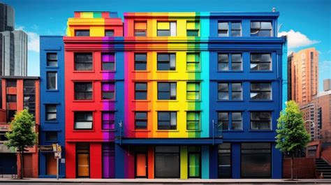 Edificio De Color Del Arco Iris En La Calle Foto Premium