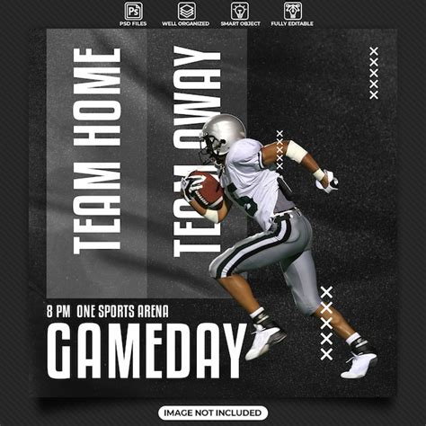 Premium PSD Gameday American Football Social Media Poster Template