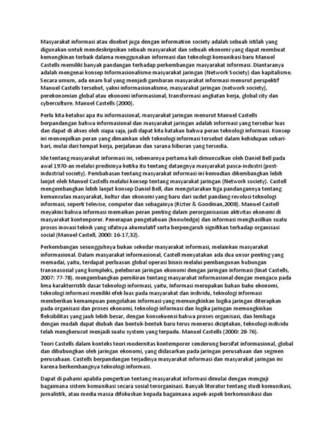 Network Society Perspektif Manuel Castells Pdf