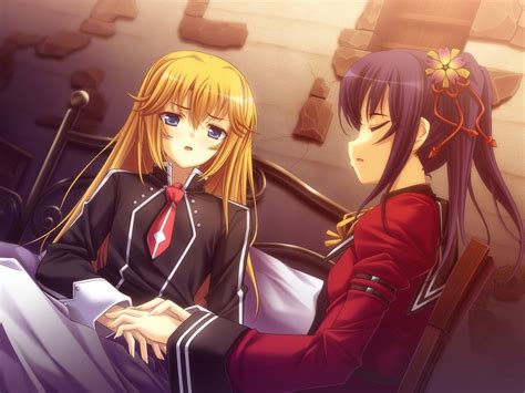 Blonde Hair Blue Eyes Futami Ayame Futami Sora Game Cg Long Hair Male