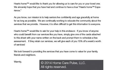 Client Referral Program Letter Sample Template Home Care Pulse Pertaining To Client Care