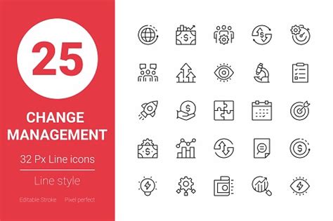 변경 관리 얇은 줄 아이콘 편집 가능한 스트로크 픽셀 완벽한 모바일 및 웹용 아이콘에 대한 스톡 벡터 아트 및 기타 이미지 아이콘 외형선 편집 가능한 스트로크