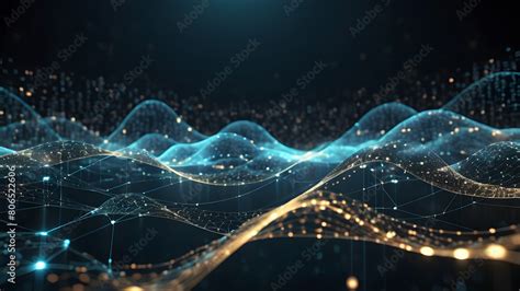 Big Data Concept Blockchain 3d Illustration Information Waves And The