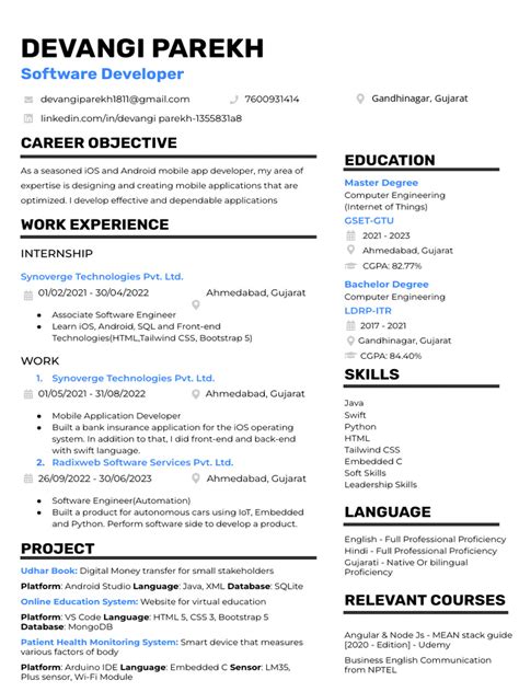 Devangi Parekh Resume 3 Pdf