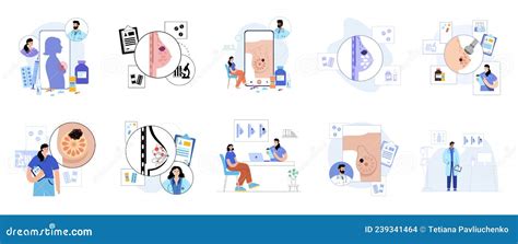 Breast Medical Set Stock Vector Illustration Of Cancer 239341464