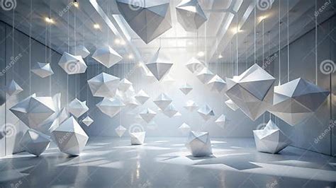 Ephemeral Geometry A Symphony Of Shimmering White Generative Ai Stock