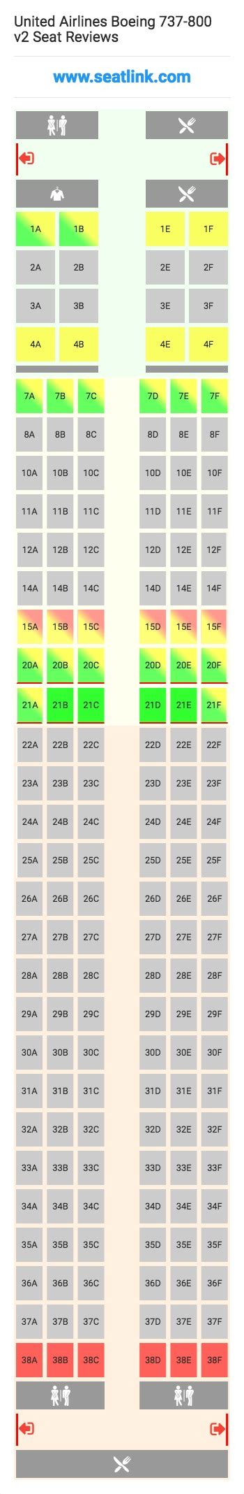 United Airlines Boeing 737 800 V2 Seating Chart Updated July 2022