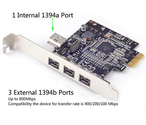 Card Pcie To 3 Port Firewire 800 1394b 1 Port 1394a Chip Ti Xio2213