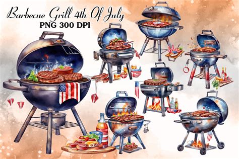 Barbecue Grill For 4th Of Julyclipart Graphic By Cat Lady · Creative
