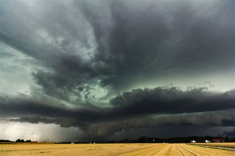 Brown Grass Field Nimbus Clouds Super Cell Shelf Cloud Squall Line