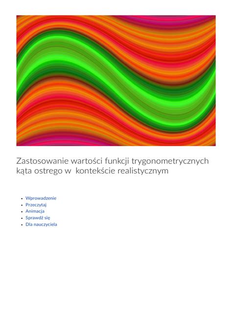 Zastosowanie Wartosci Funkcji Trygonometrycznych Pdf