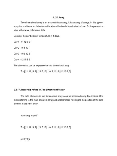 2d Array In Python Pdf