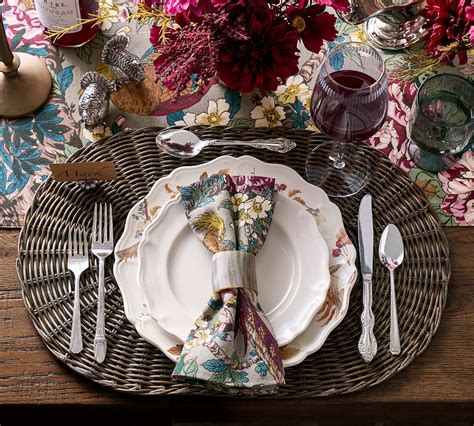 Piper Floral Bird Dinner Plates Set Of 4 Pottery Barn