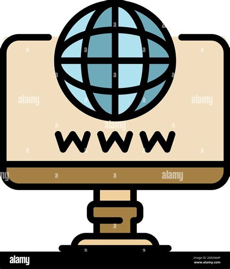 Computer Domain Icon Outline Computer Domain Vector Icon Color Flat