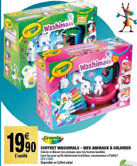 Offre Coffret Washimals Mes Animaux à Colorier Crayola chez Carrefour
