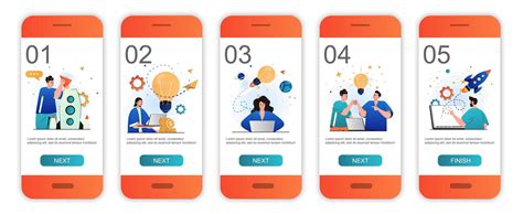 Business Startup Concept Onboarding Screens For Mobile App Templates Success Launch New Project