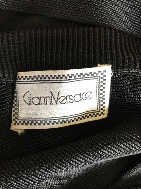 Gianni Versace C 1980 Vintage Semi Sheer Bodycon Knit Black Dress For